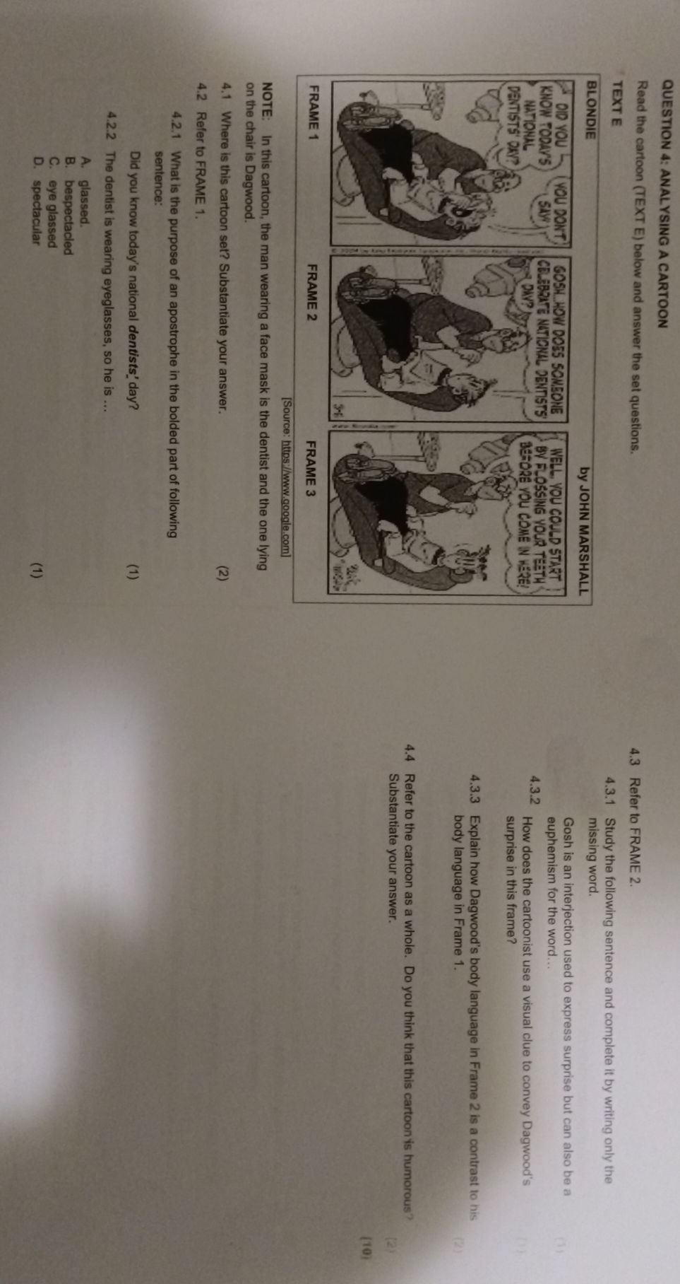 4. ANALYSING A CARTOON Read the cartoon | StudyX