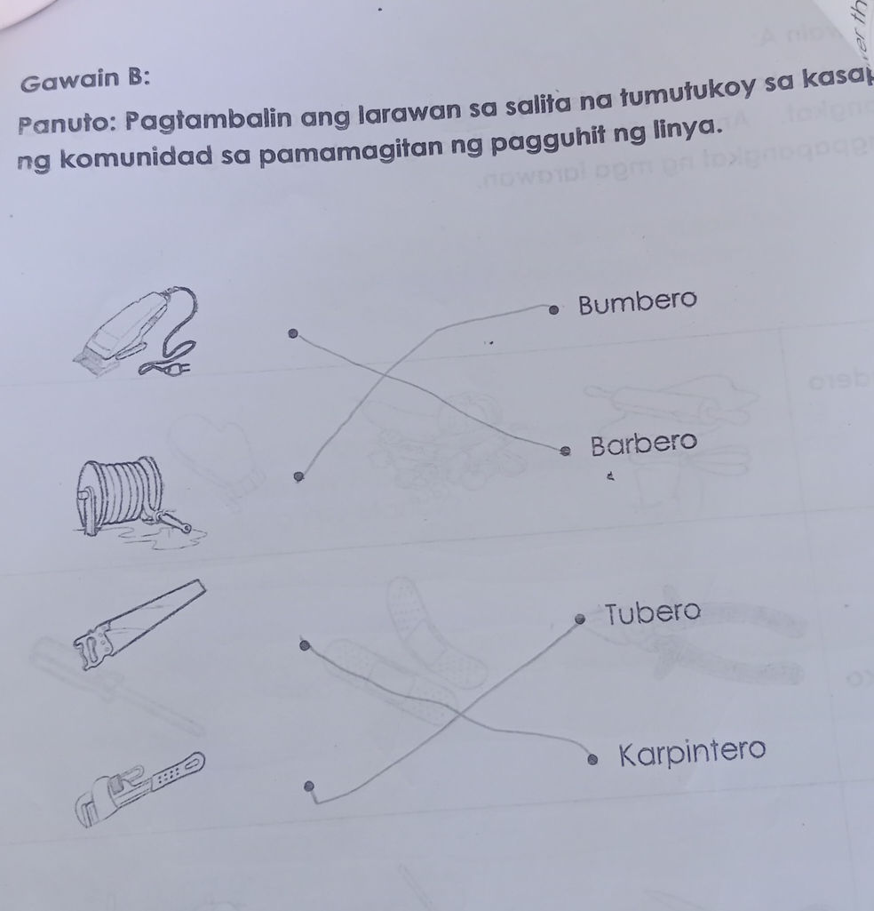 Gawain B: Panuto: Pagtambalin ang larawan sa | StudyX