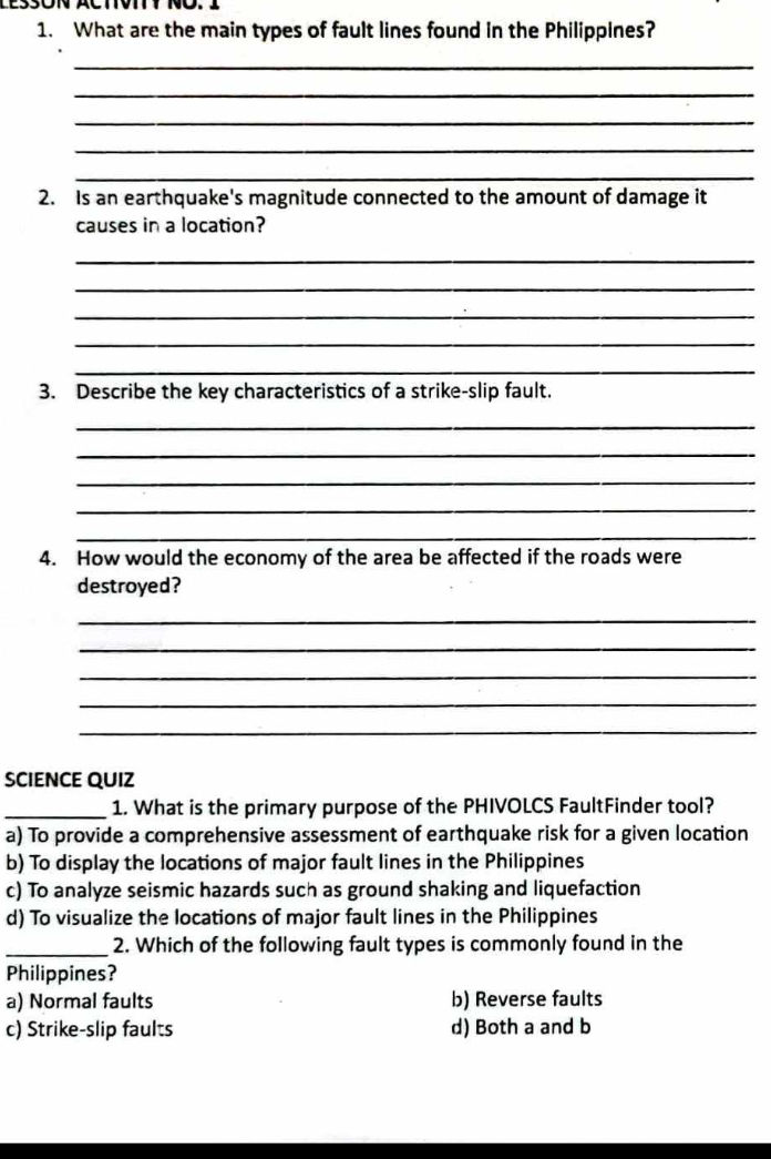 1. What are the main types of fault lines | StudyX