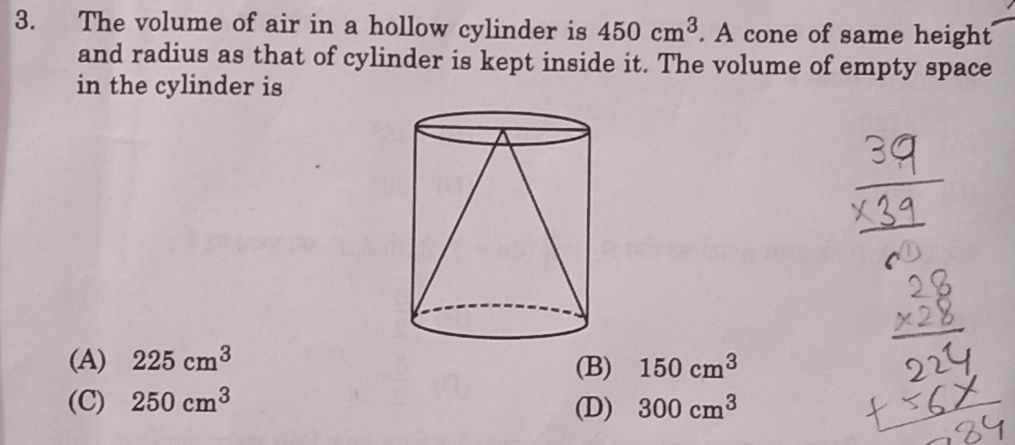 3. The volume of air in a hollow cylinder is | StudyX