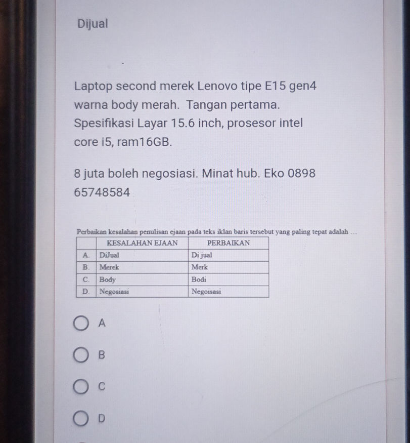 Perbaikan kesalahan penulisan ejaan pada | StudyX