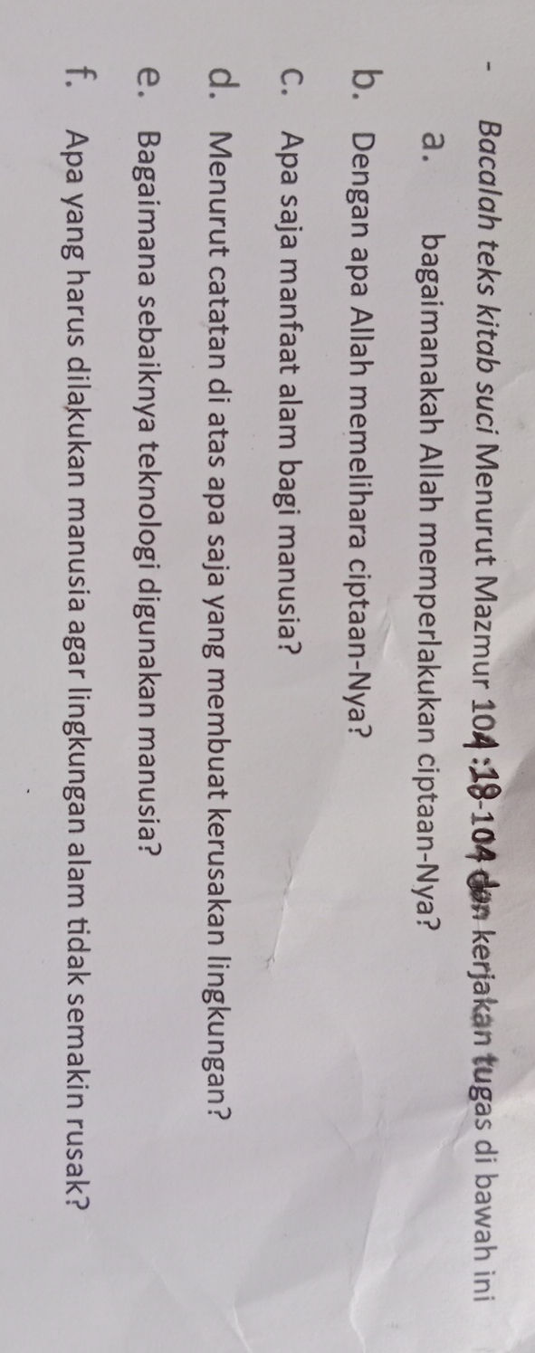 Bacalah teks kitab suci Menurut Mazmur | StudyX