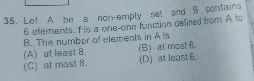 35. Let A be a non-empty set and B contains | StudyX