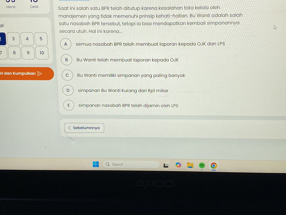 Saat ini salah satu BPR telah ditutup karena | StudyX