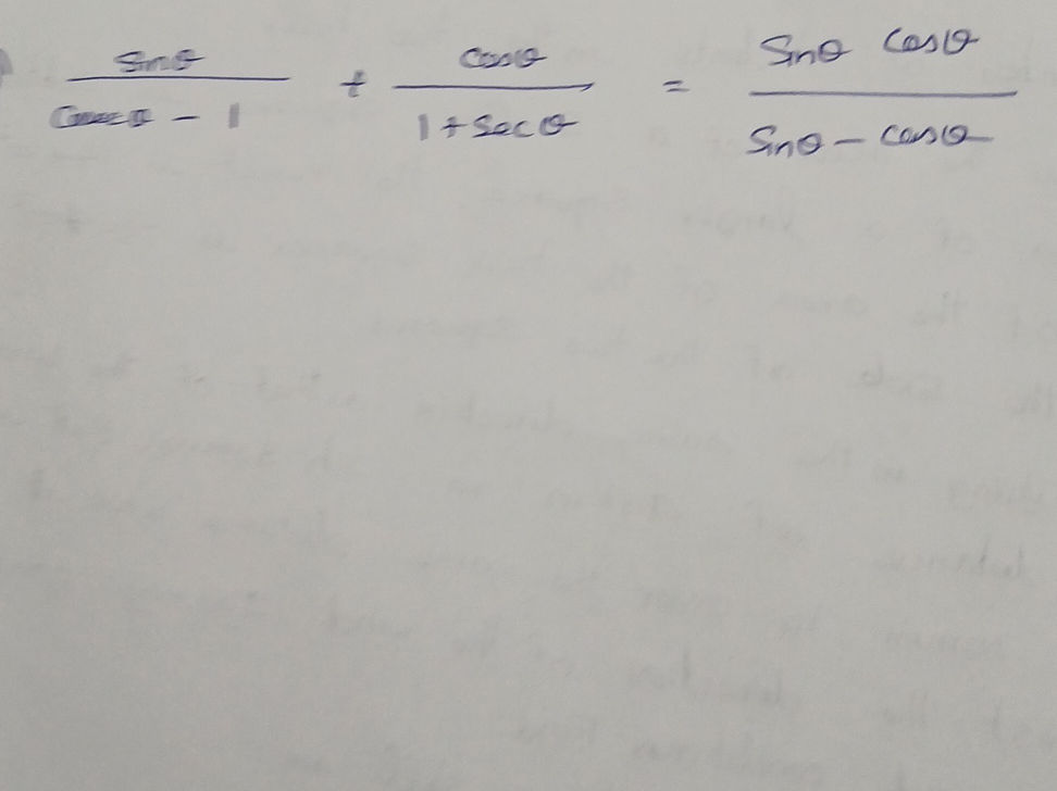 {sin }{cos - 1} + {cos }{1 + sec } = {sin | StudyX
