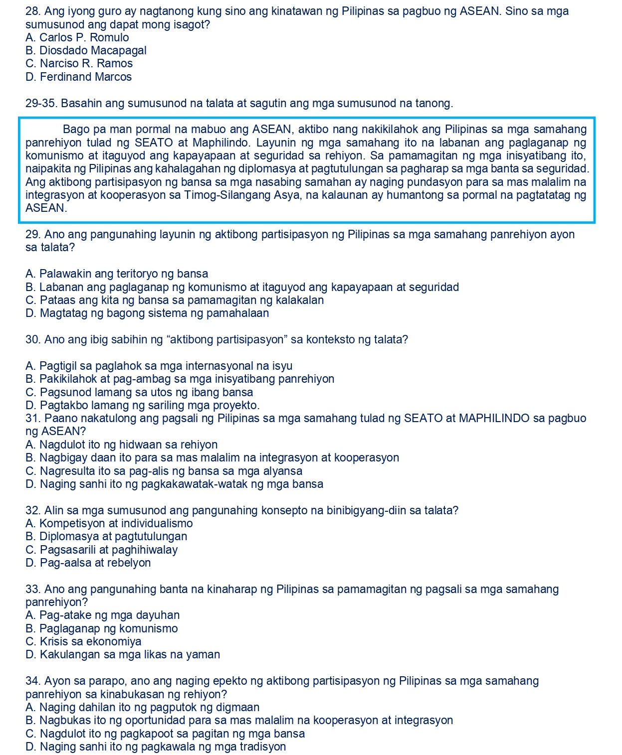 28. Ang iyong guro ay nagtanong kung sino | StudyX