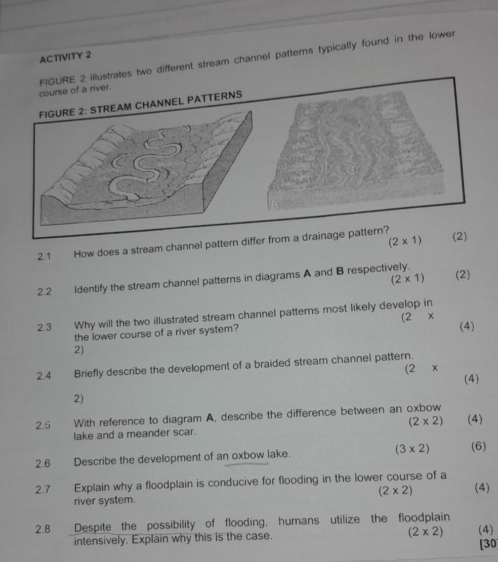 2.1 How does a stream channel pattern differ | StudyX