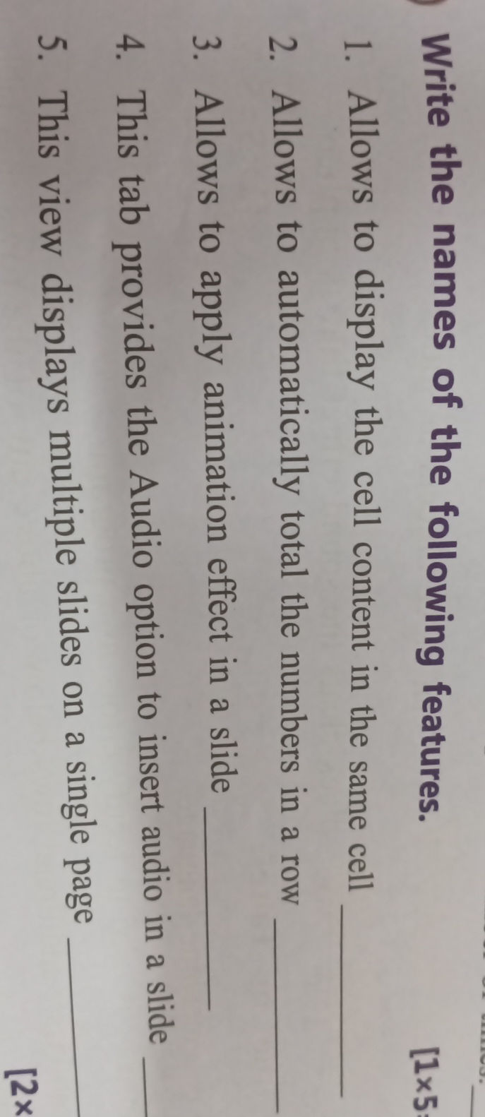 Write the names of the following features. | StudyX