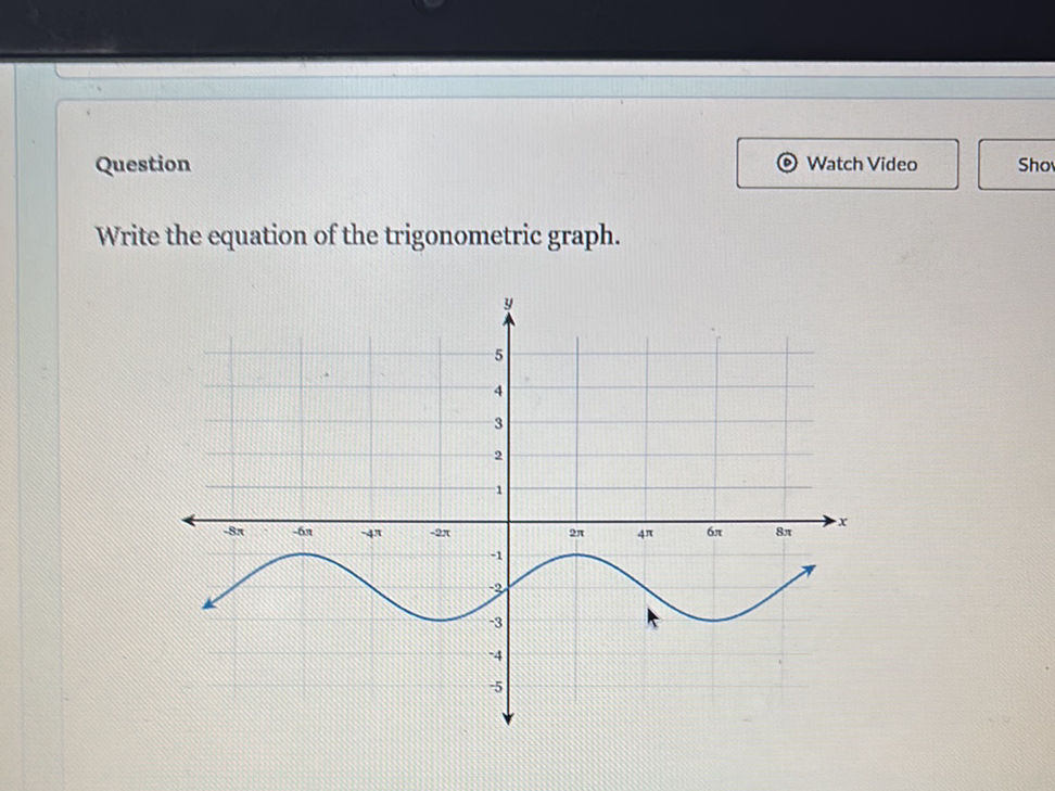 Write the equation of the trigonometric | StudyX