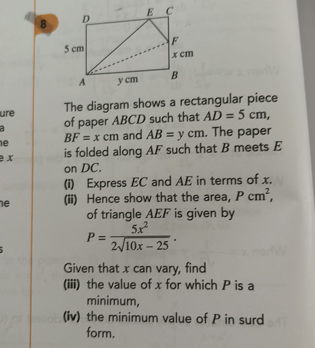 The diagram shows a rectangular piece of | StudyX