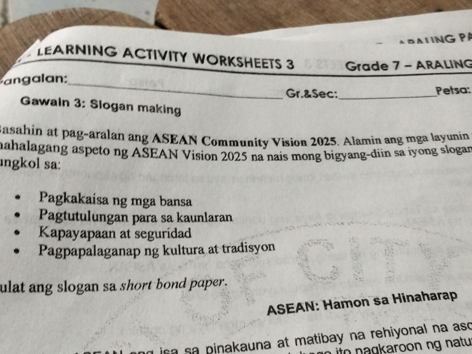 Gawain 3: Slogan making Basahin at | StudyX