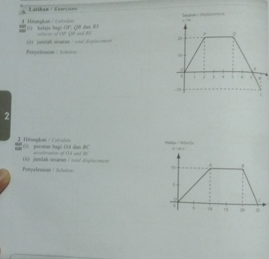 1. Hitungkan / Calculate (i) halaju bagi OP, | StudyX