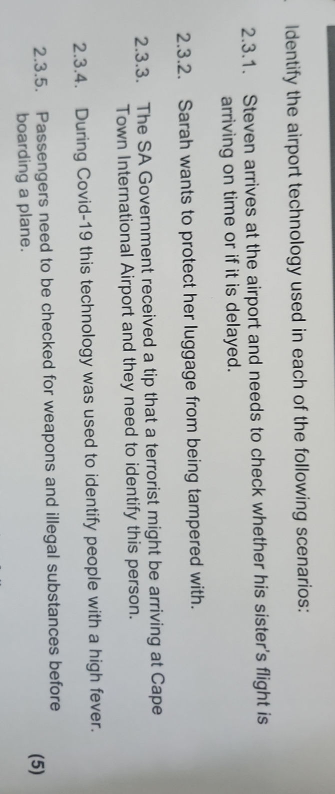 Identify the airport technology used in each | StudyX