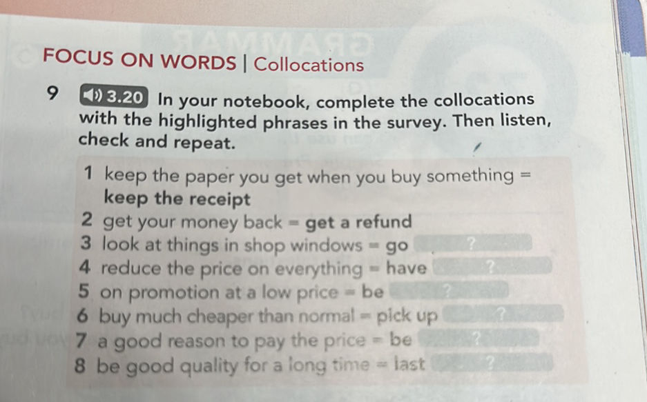 In your notebook, complete the collocations | StudyX