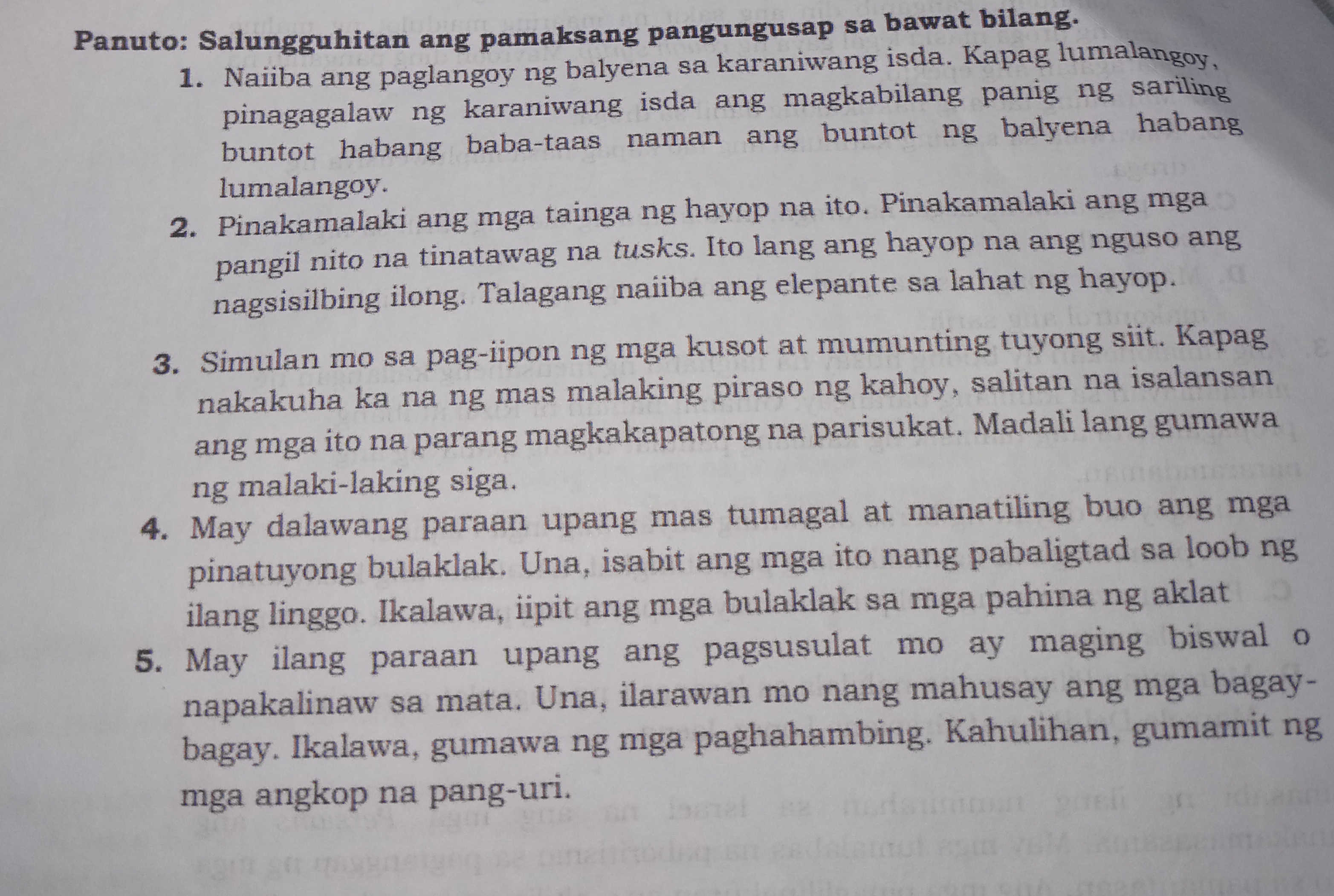 Panuto: Salungguhitan ang pamaksang | StudyX