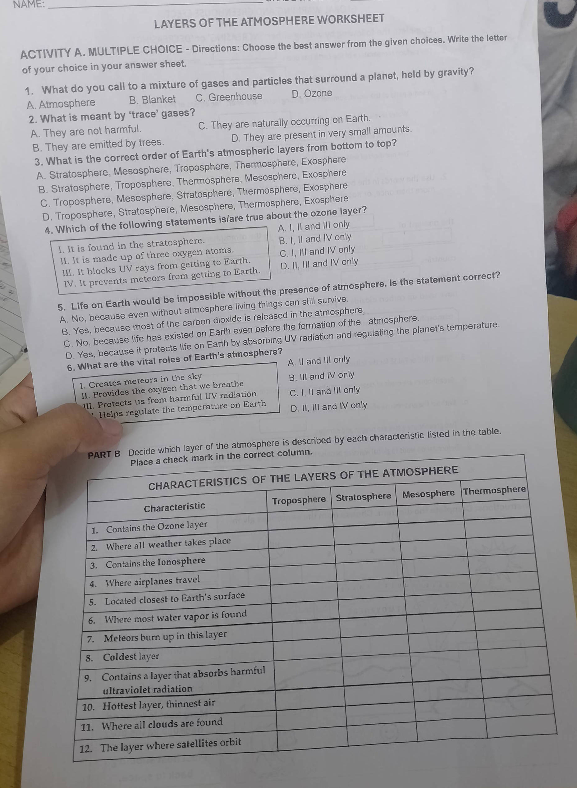 ACTIVITY A. MULTIPLE CHOICE - Directions: | StudyX