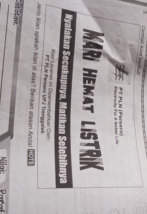 5. Cermati iklan berikut! PT PLN (Persero) | StudyX