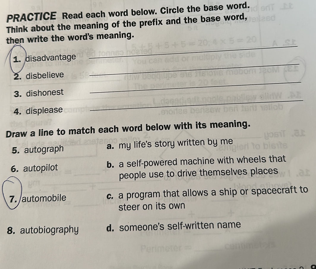 Read each word below. Circle the base word. | StudyX