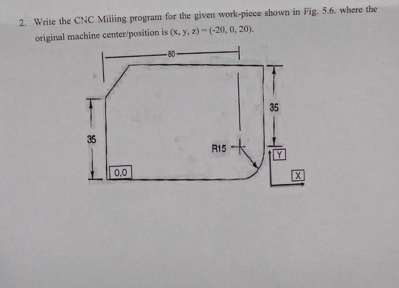 2. Write the CNC Milling program for the | StudyX