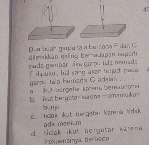 Dua buah garpu tala bernada F dan C | StudyX