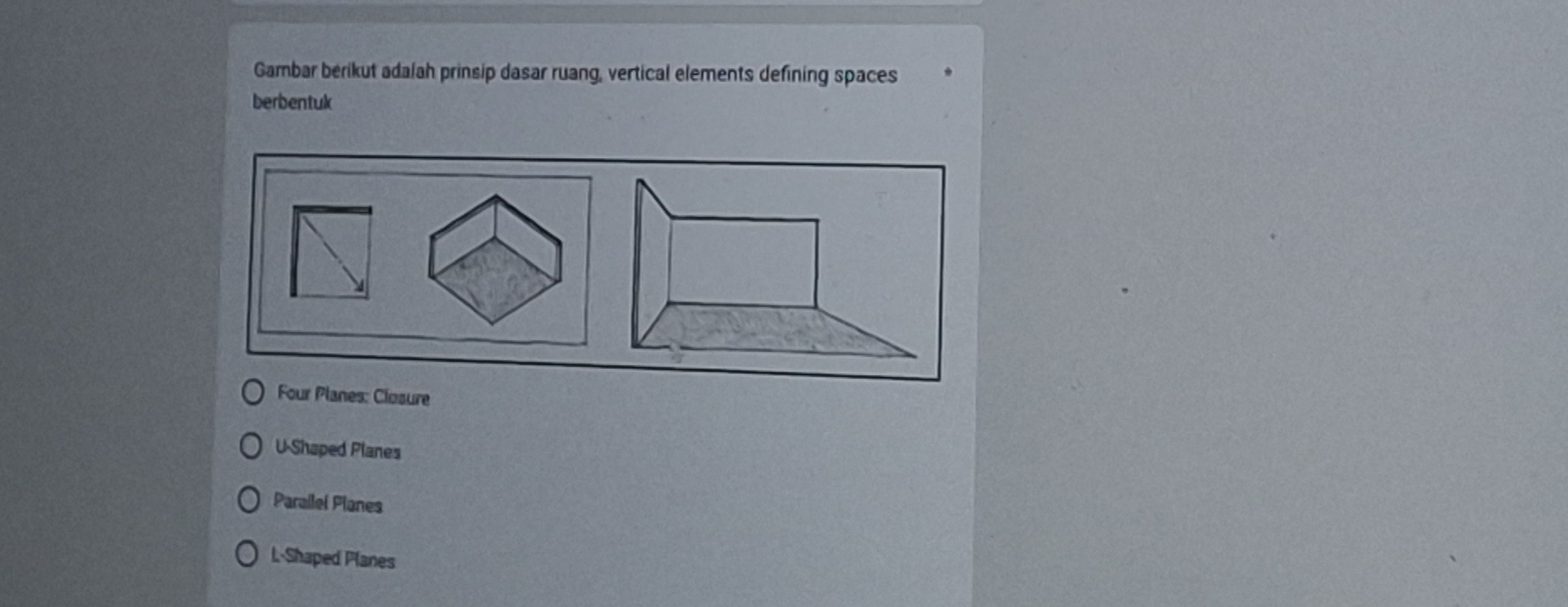 Gambar berikut adalah prinsip dasar ruang, | StudyX