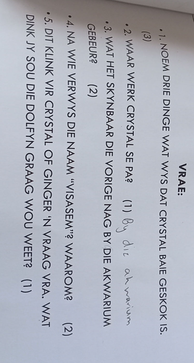 1. NOEM DRIE DINGE WAT WYS DAT CRYSTAL | StudyX