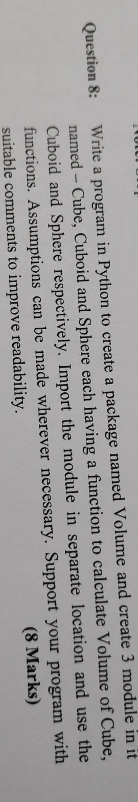 Question 8: Write a program in Python to | StudyX