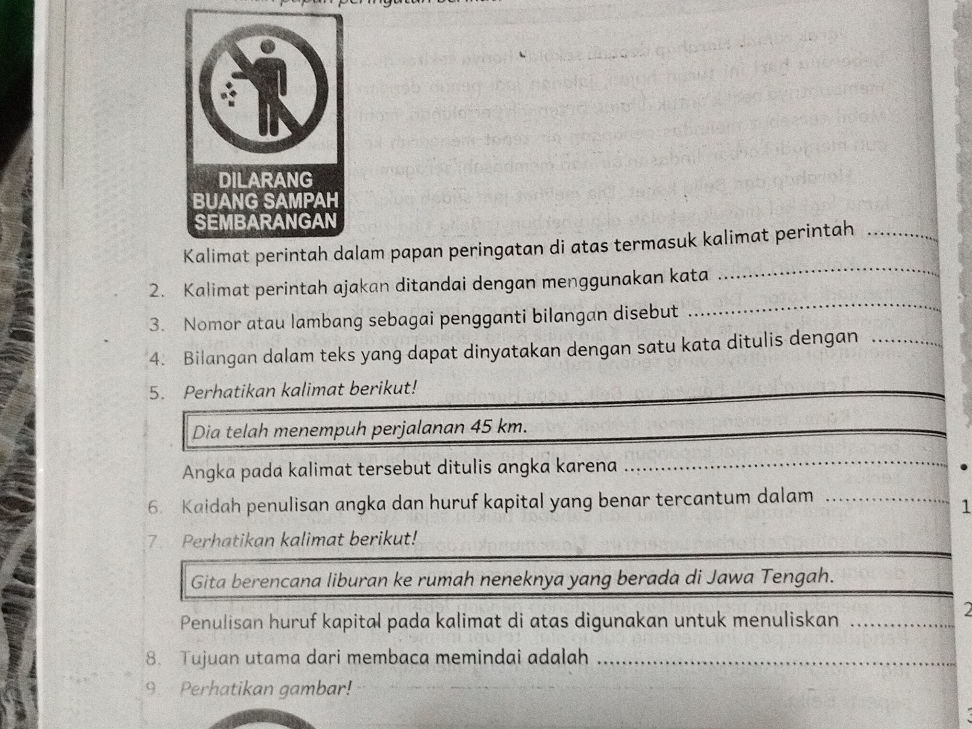 Kalimat perintah dalam papan peringatan di | StudyX