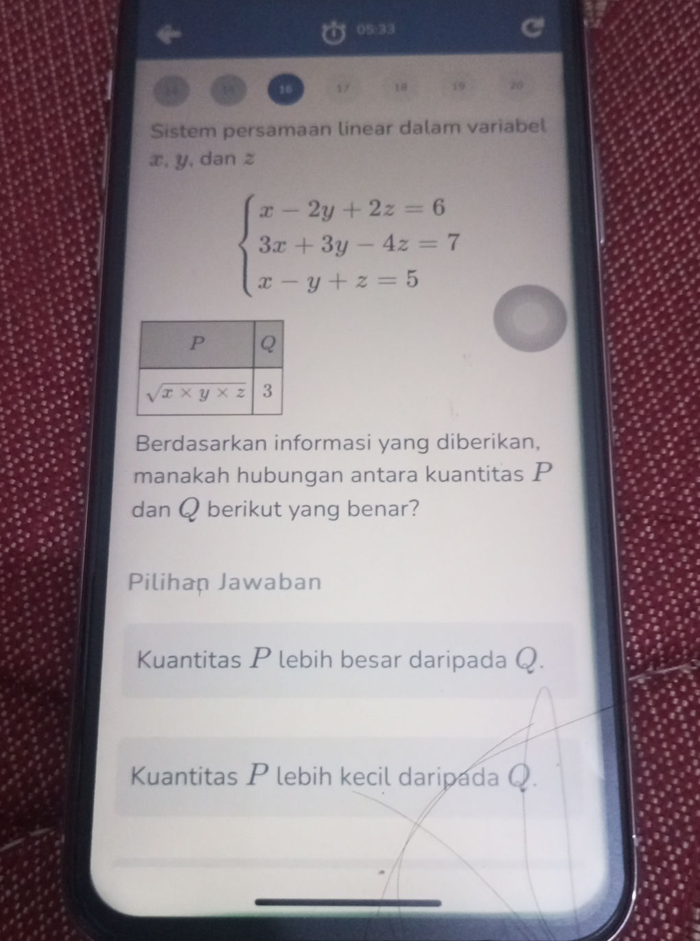 Sistem persamaan linear dalam variabel x, y, | StudyX