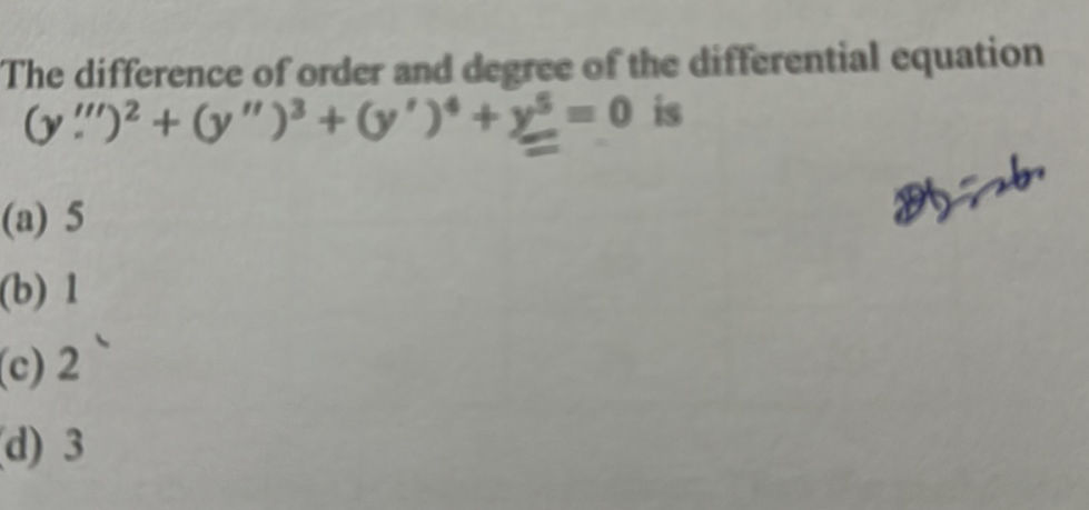 The difference of order and degree of the | StudyX