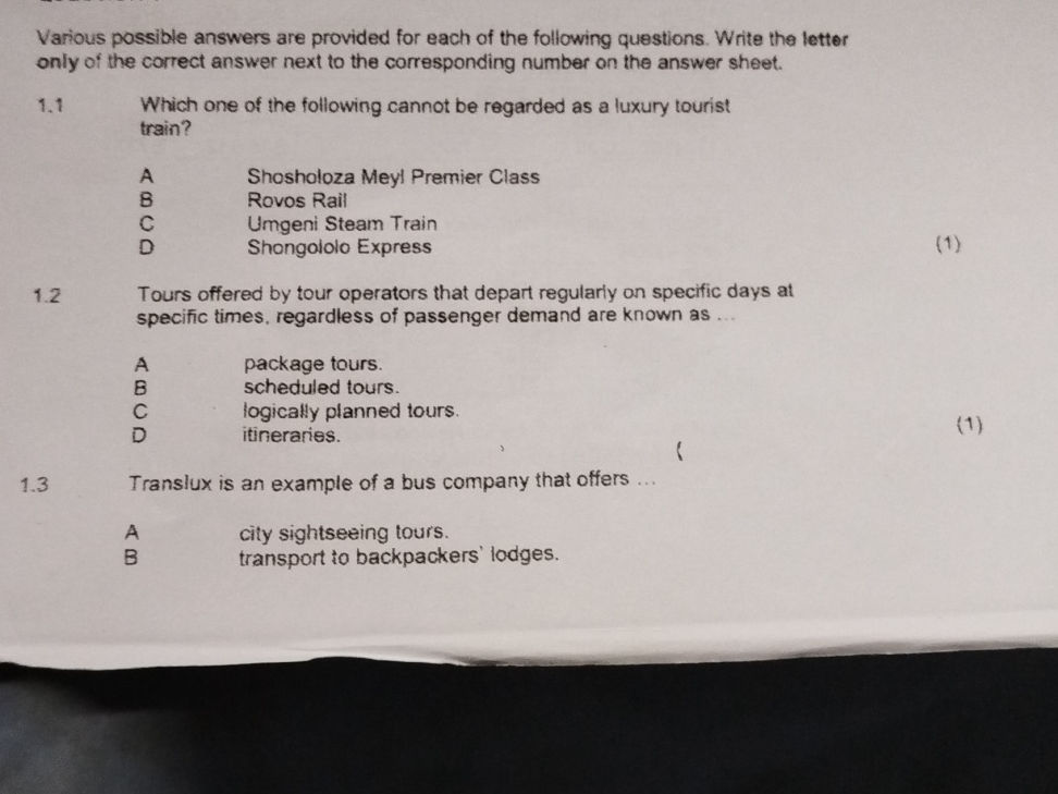1.1 Which one of the following cannot be | StudyX