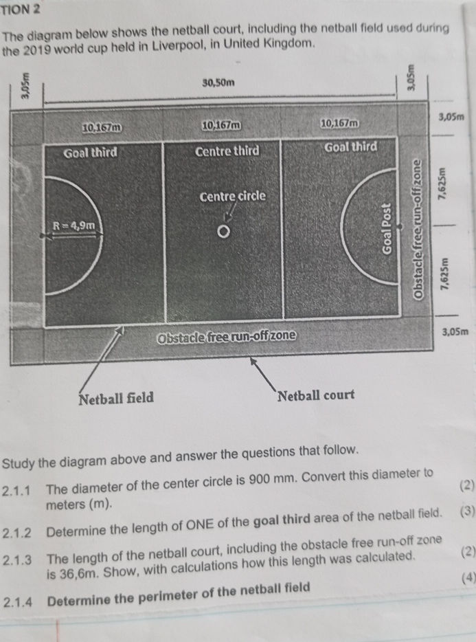 The diagram below shows the netball court, | StudyX