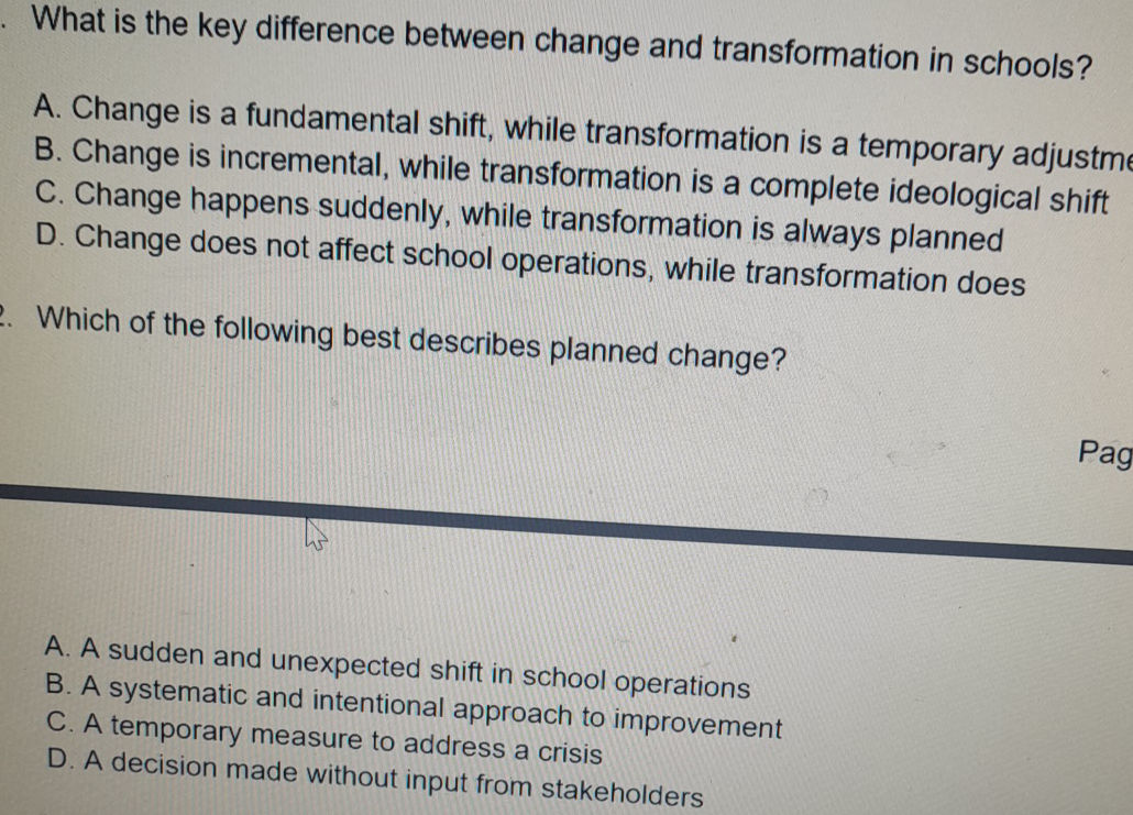 1. What is the key difference between change | StudyX