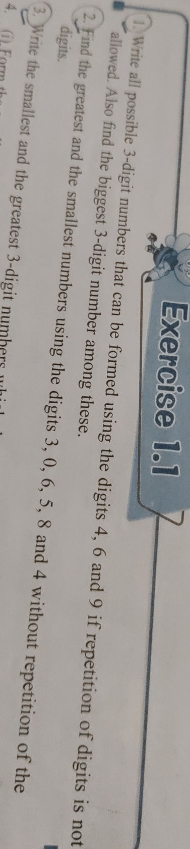 1. Write all possible 3-digit numbers that | StudyX