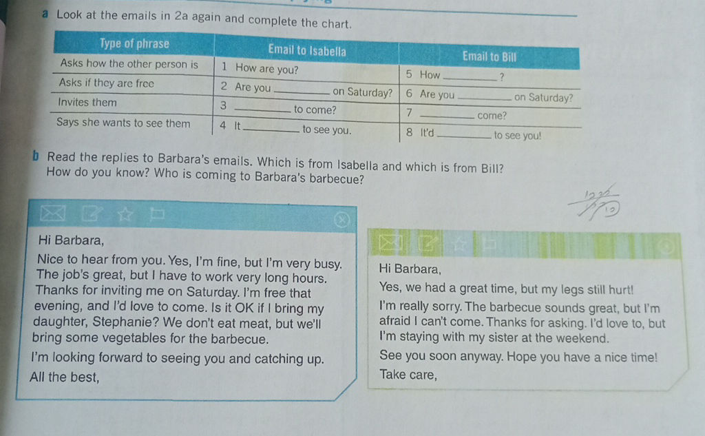 a Look at the emails in 2a again and | StudyX