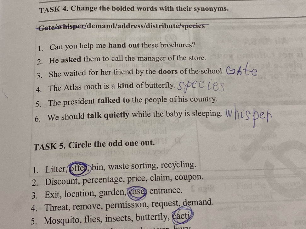 TASK 4. Change the bolded words with their | StudyX