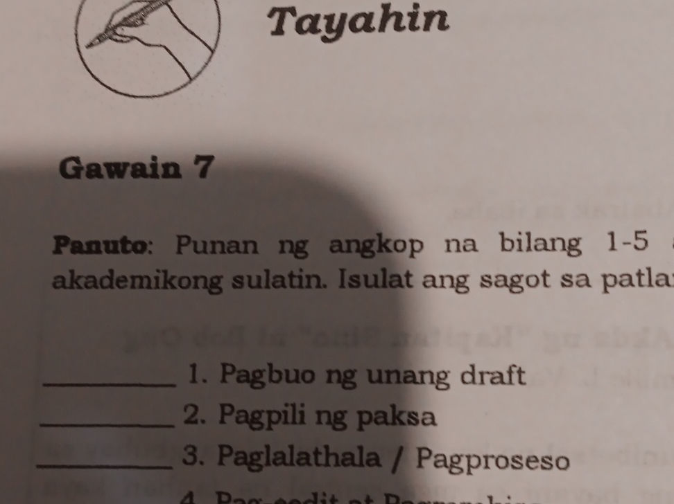 Panuto: Punan ng angkop na bilang 1-5 | StudyX