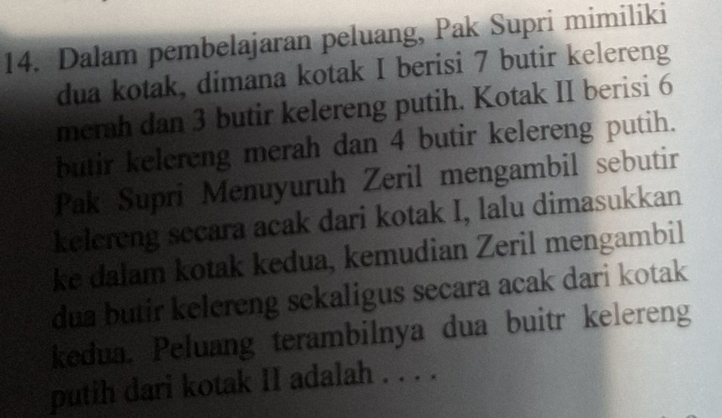 14. Dalam pembelajaran peluang, Pak Supri | StudyX