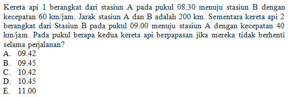 Kereta api 1 berangkat dari stasiun A pada