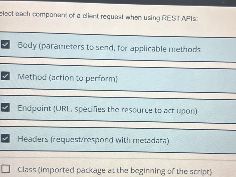 Select each component of a client request | StudyX