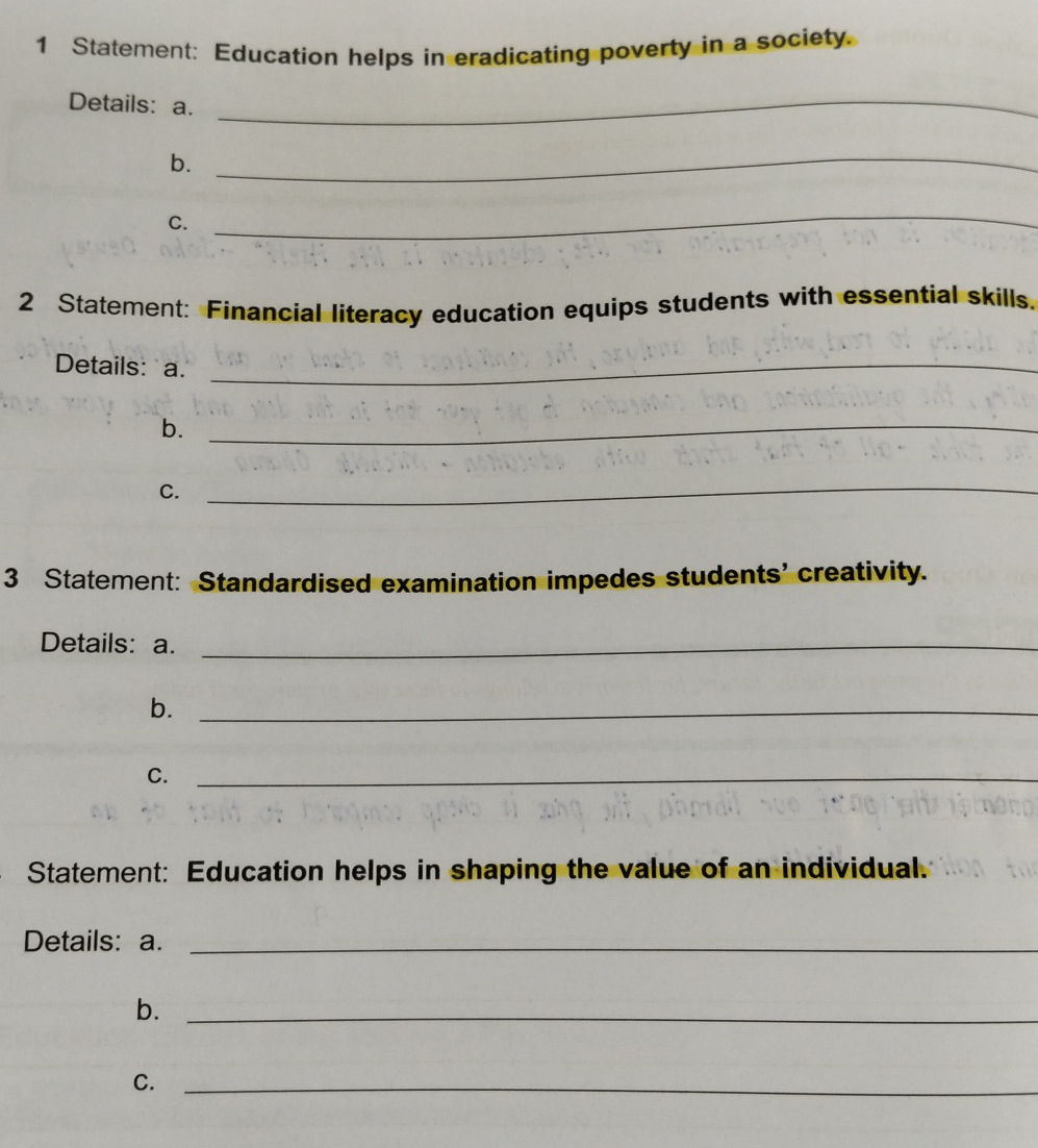 1 Statement: Education helps in eradicating | StudyX