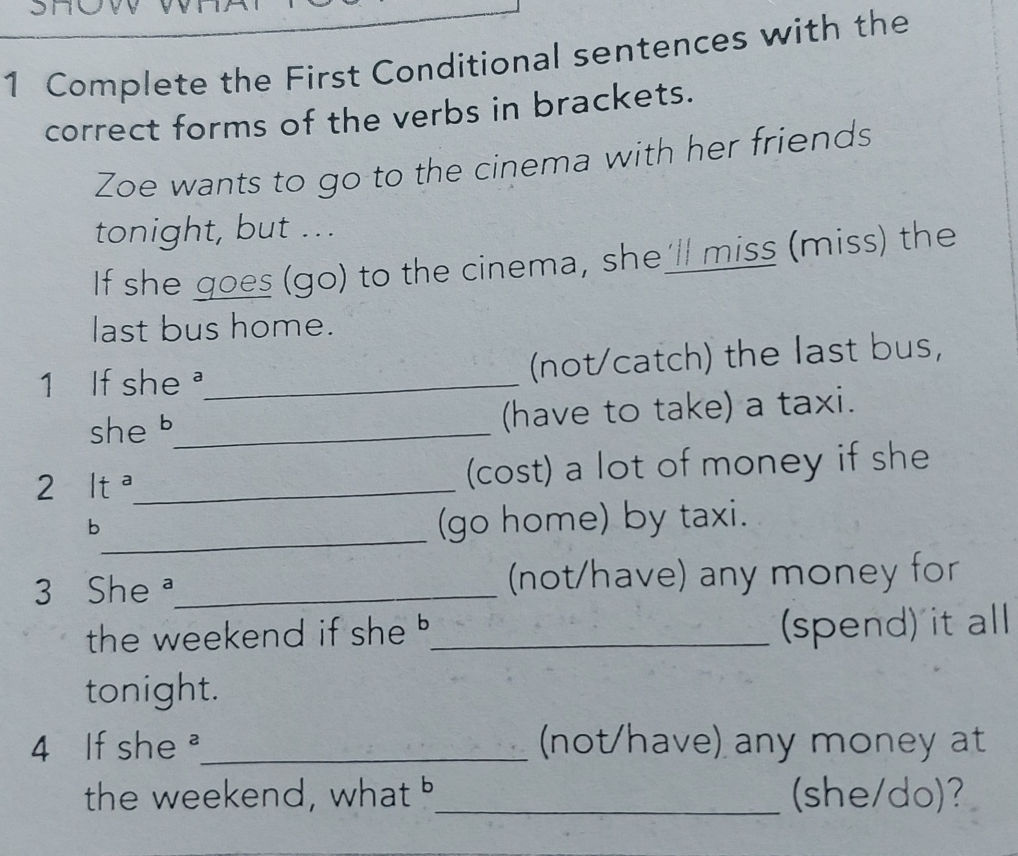 1 Complete the First Conditional sentences | StudyX