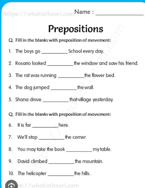 Q. Fill in the blanks with preposition of | StudyX