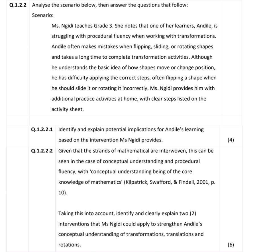 Q.1.2.2 Analyse the scenario below, then | StudyX