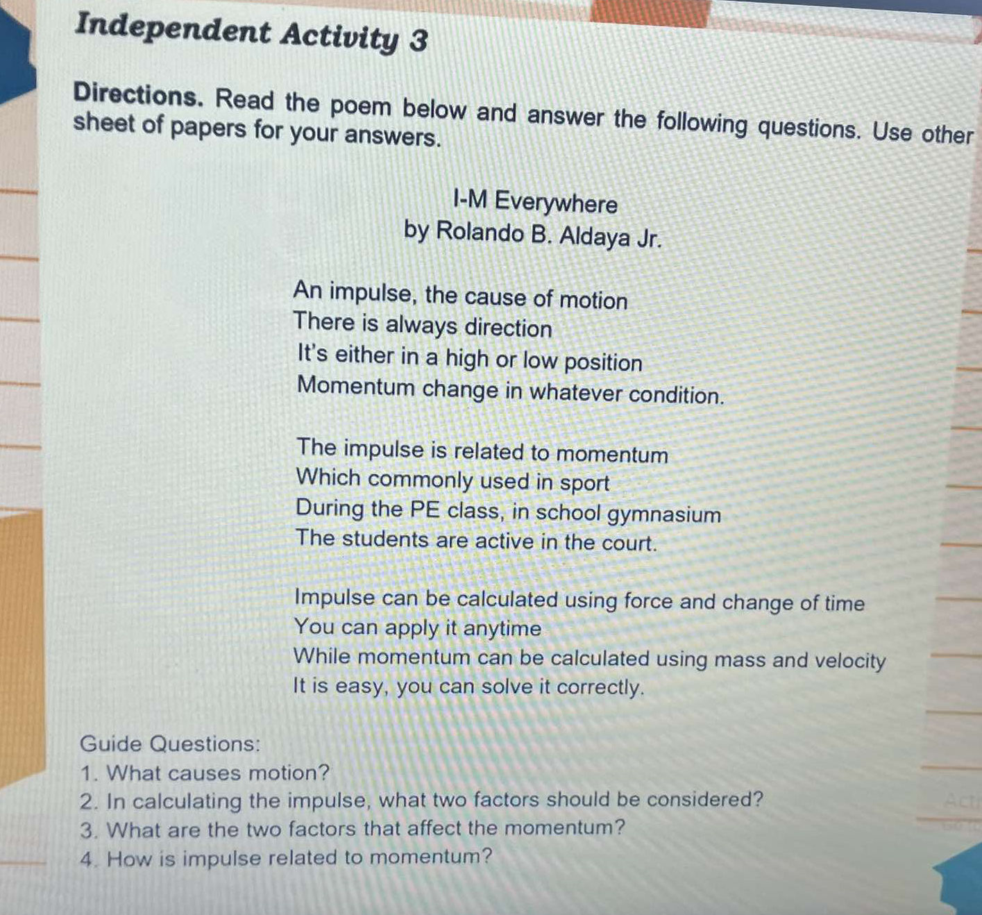 Directions. Read the poem below and answer | StudyX