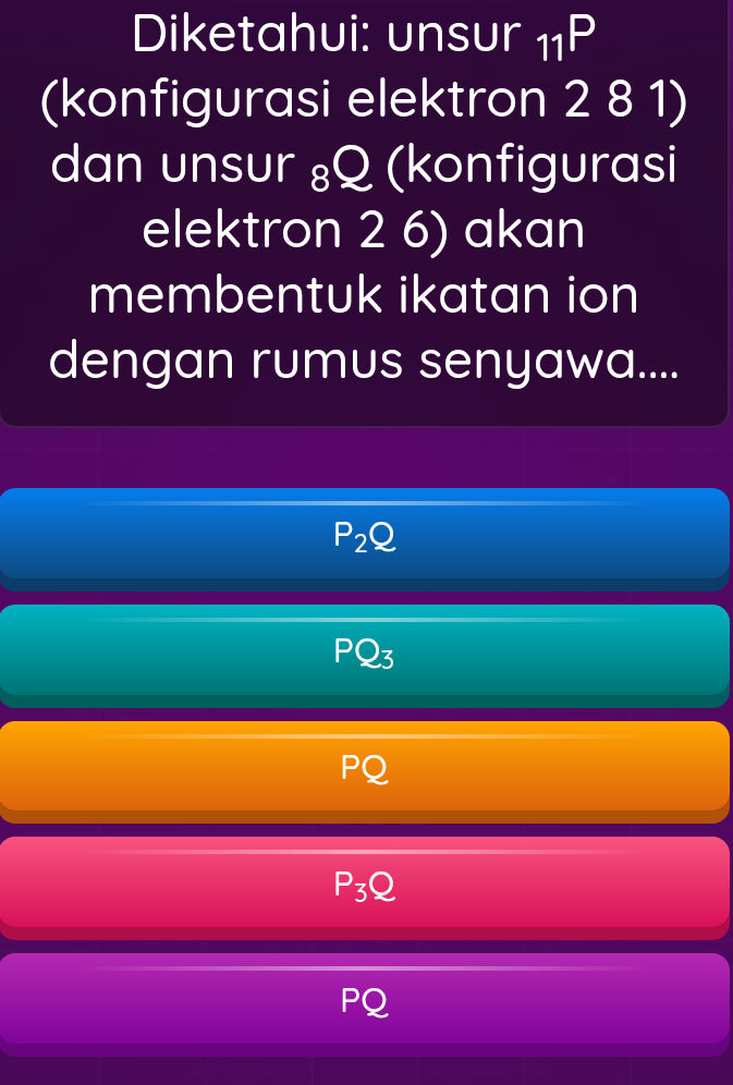 Diketahui: unsur $_{11}P$ (konfigurasi | StudyX