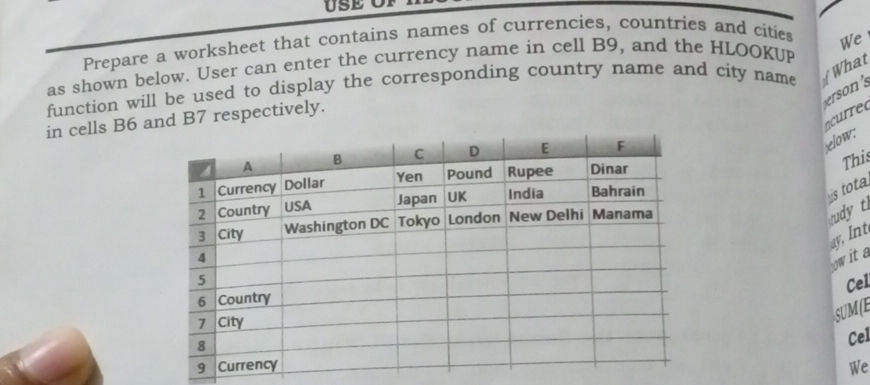 Prepare a worksheet that contains names of | StudyX