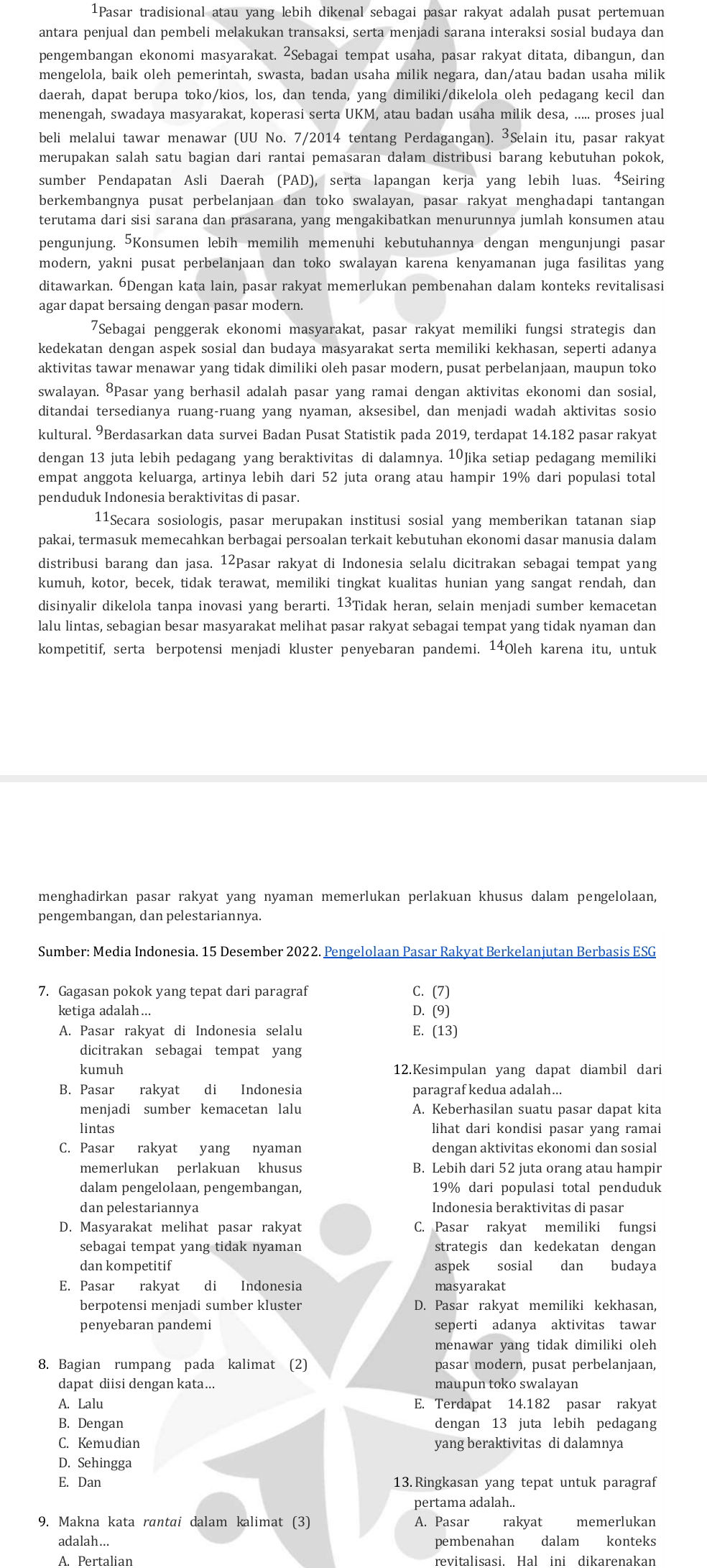 7. Gagasan pokok yang tepat dari paragraf | StudyX