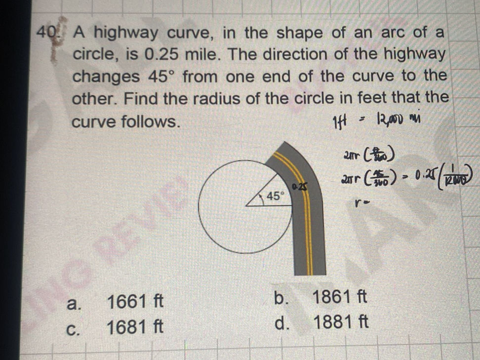 40. A highway curve, in the shape of an arc | StudyX