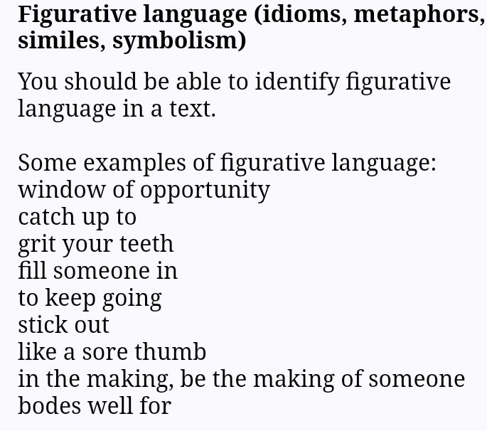 Figurative language (idioms, metaphors, | StudyX